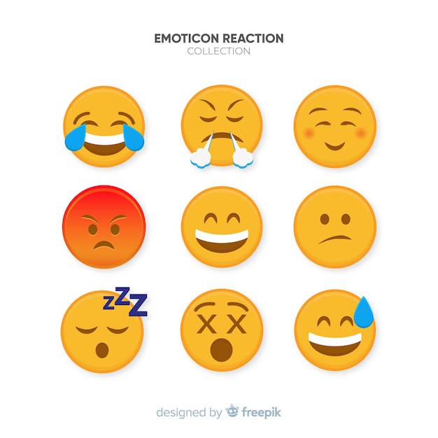 Free Vector | Flat emoticon reaction collection Free Vector | Flat emoticon reaction collection