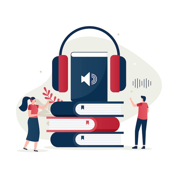 Premium Vector Flat Illustration Of Audio Book Concept