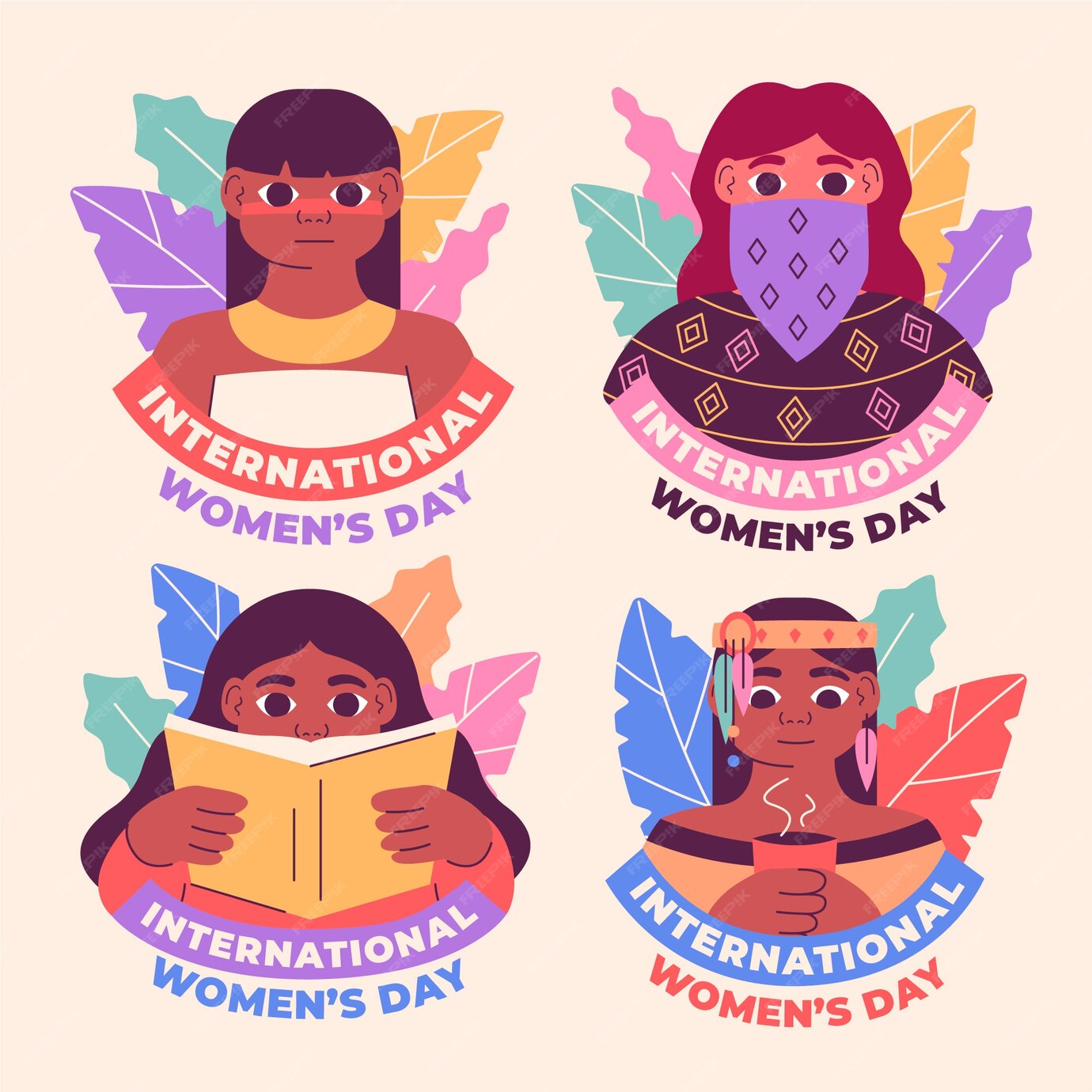 Free Vector | Flat international women's day stickers collection Free Vector | Flat international women's day stickers collection