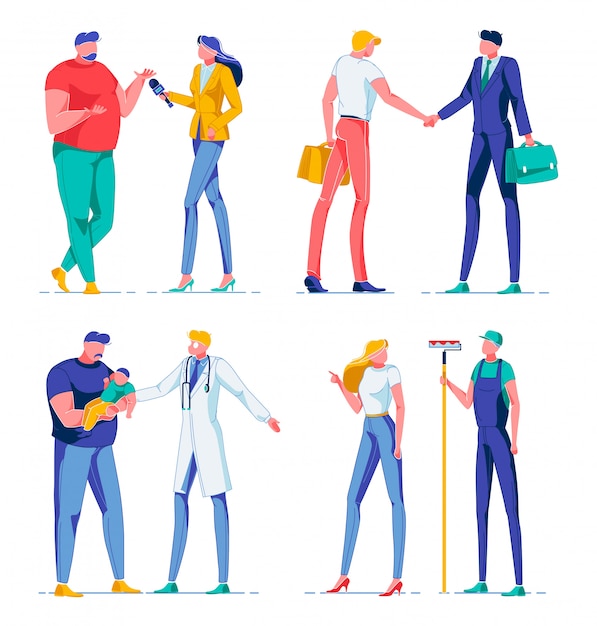 Premium Vector | Flat people working in different professions. Premium Vector | Flat people working in different professions.