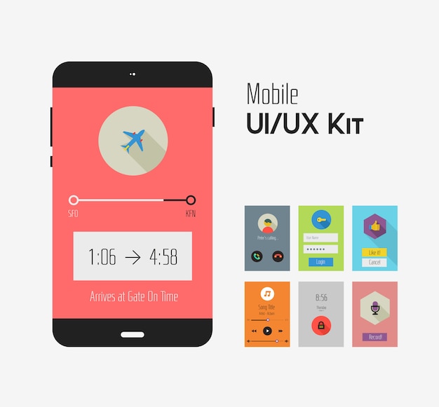 Premium Vector | Flat ui or ux mobile apps kit Premium Vector | Flat ui or ux mobile apps kit