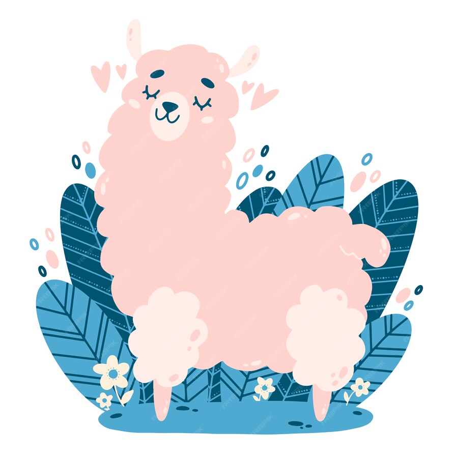 Premium Vector | Flat vector illustration of cute cartoon pink llama ... Premium Vector | Flat vector illustration of cute cartoon pink llama ...