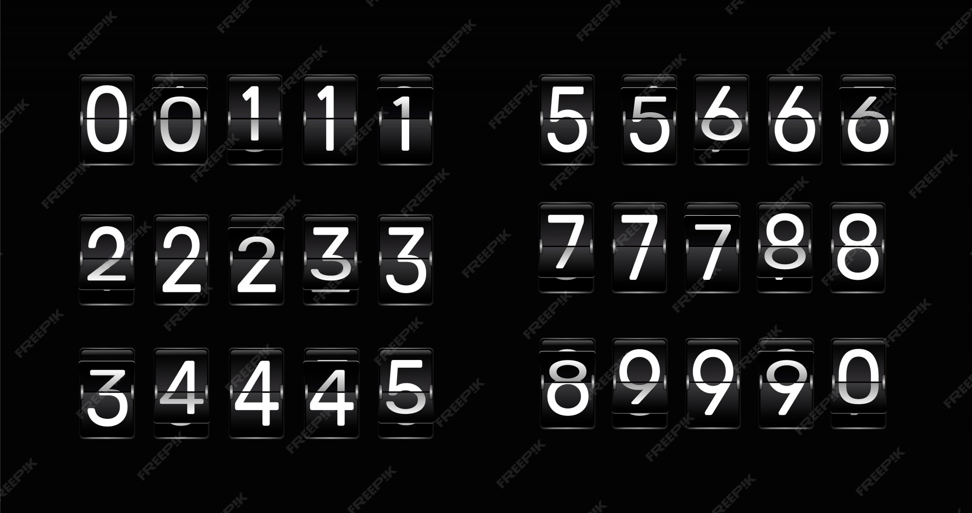 Premium Vector | Flip clock numbers. retro countdown animation ...