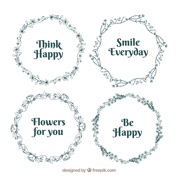 Free Vector | Floral wreath with quote Free Vector | Floral wreath with quote