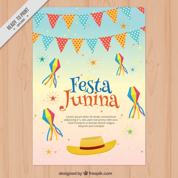 Free Vector | Flyer with festa junina decoration Free Vector | Flyer with festa junina decoration