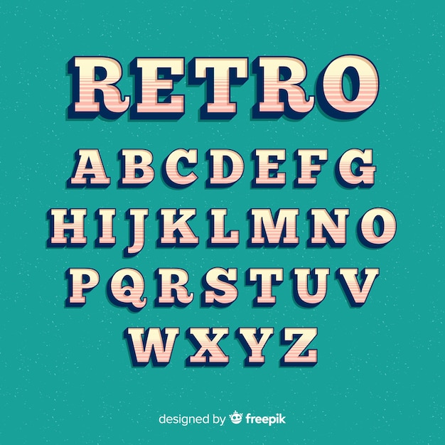 Free Vector | Font alphabet in retro style Free Vector | Font alphabet in retro style
