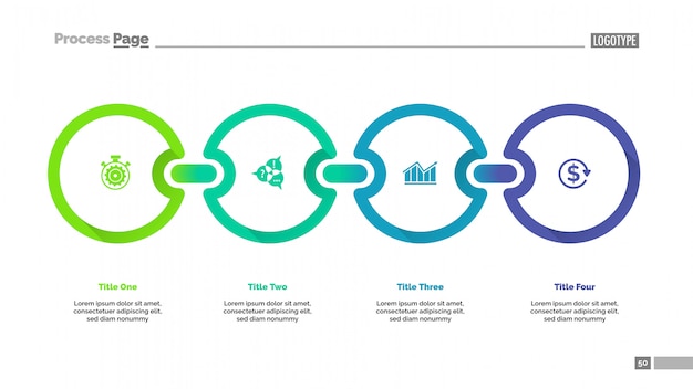 Premium Vector | Four circles process chart slide template Premium Vector | Four circles process chart slide template
