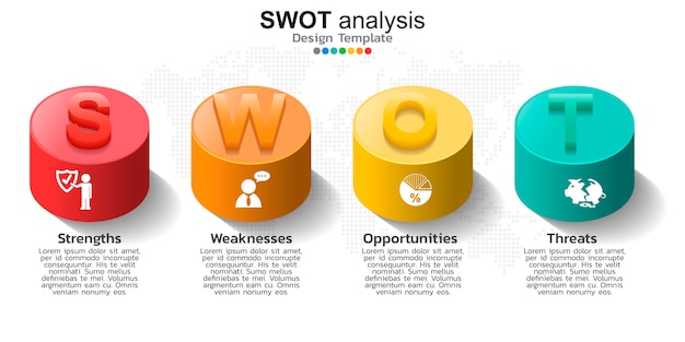 Premium Vector | Four colorful elements with icons of swot analysis Premium Vector | Four colorful elements with icons of swot analysis