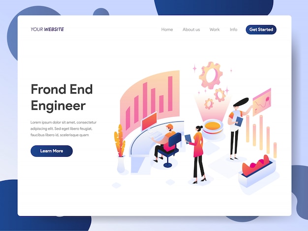Premium Vector | Front end engineer banner of landing page Premium Vector | Front end engineer banner of landing page