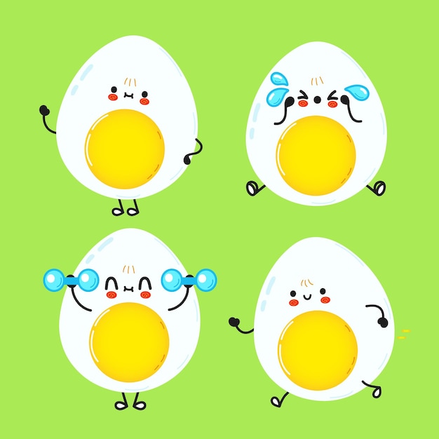 Premium Vector Funny Cute Happy Egg Characters Bundle Set