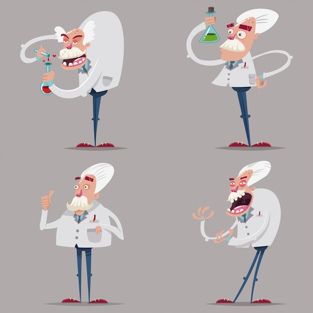 Premium Vector | Funny and mad scientist chemist in a lab suit and test ... Premium Vector | Funny and mad scientist chemist in a lab suit and test ...