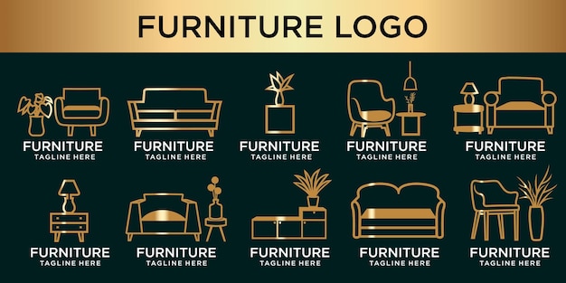 Premium Vector | Furniture icon set logo design vector Premium Vector | Furniture icon set logo design vector
