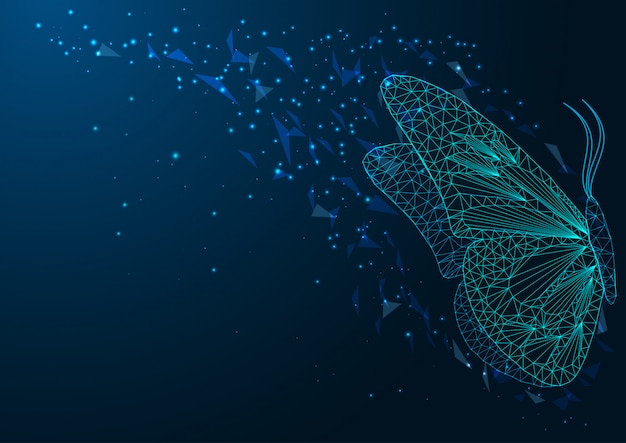 Premium Vector | Futuristic glowing low polygonal sitting butterfly Premium Vector | Futuristic glowing low polygonal sitting butterfly