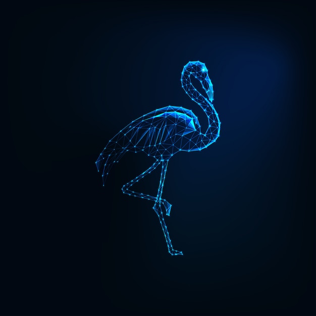 Premium Vector | Futuristic glowing low polygonal standing flamingo Premium Vector | Futuristic glowing low polygonal standing flamingo