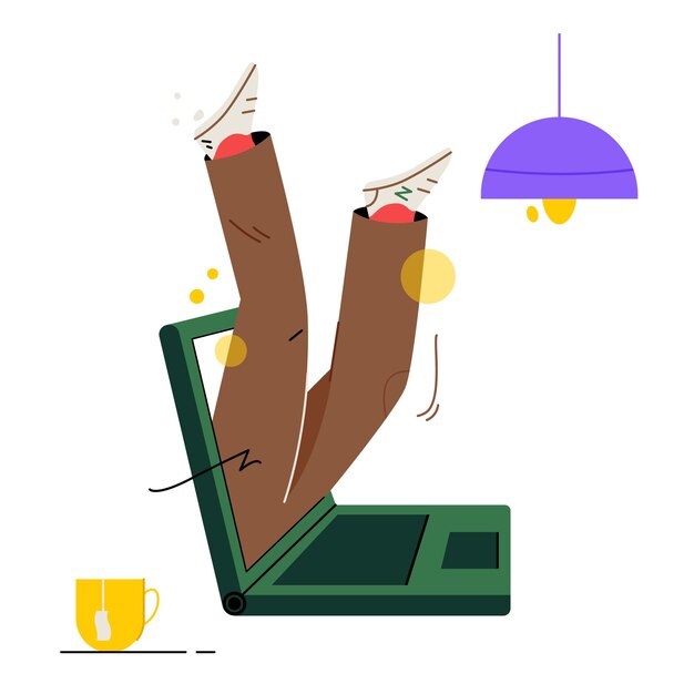 Premium Vector | Gadget addiction concept man dives into laptop screen Premium Vector | Gadget addiction concept man dives into laptop screen