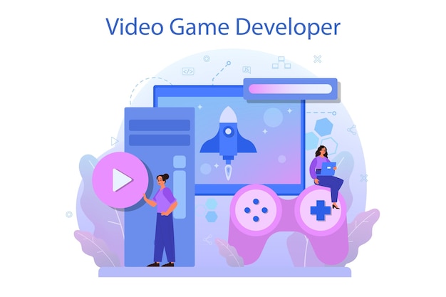 Premium Vector | Game development concept. creative process of a ... Premium Vector | Game development concept. creative process of a ...