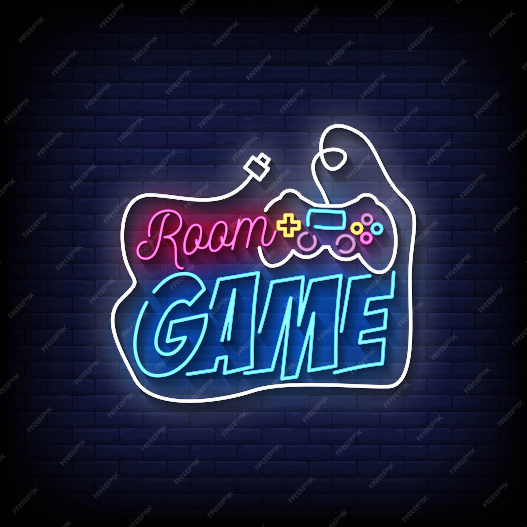Premium Vector | Game room neon signs style text vector Premium Vector | Game room neon signs style text vector