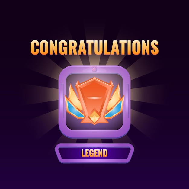 Premium Vector | Game ui ranked up to legend interface Premium Vector | Game ui ranked up to legend interface