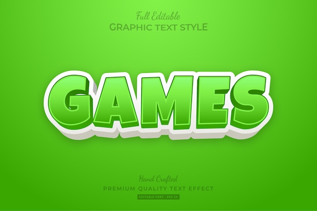 Premium Vector | Games cartoon green editable text style effect premium Premium Vector | Games cartoon green editable text style effect premium