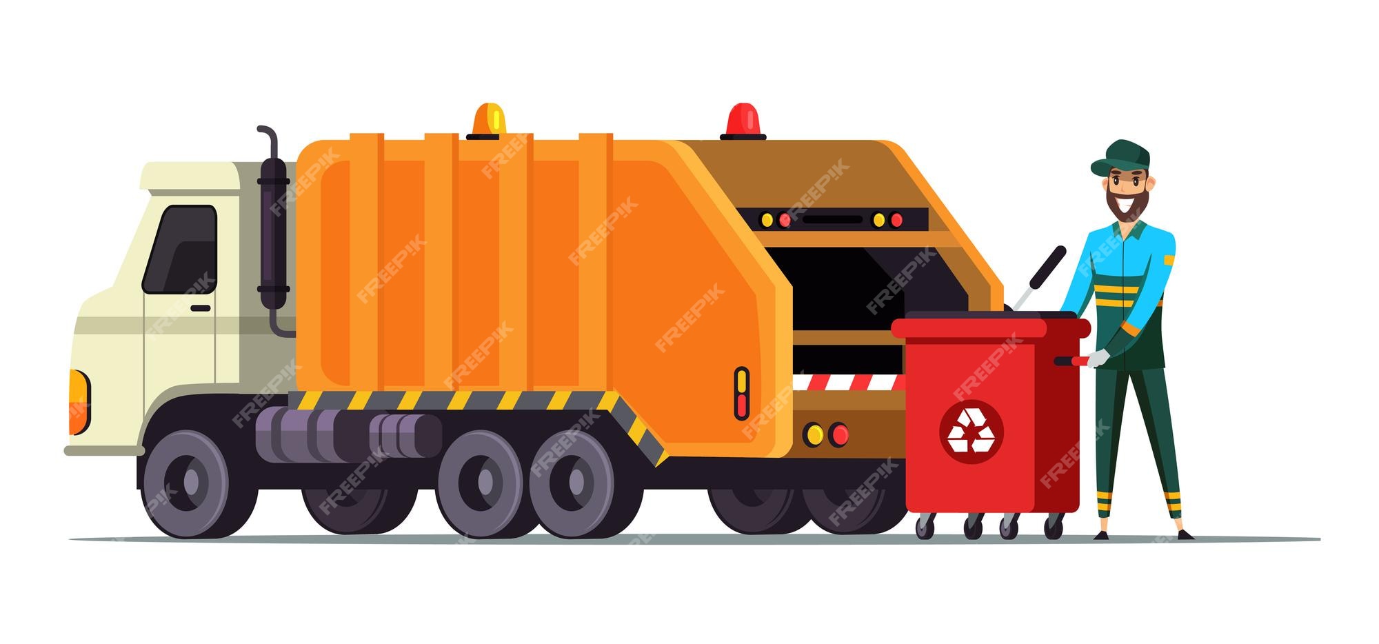 Premium Vector | Garbage collection smiling rubbish collector and waste ... Premium Vector | Garbage collection smiling rubbish collector and waste ...