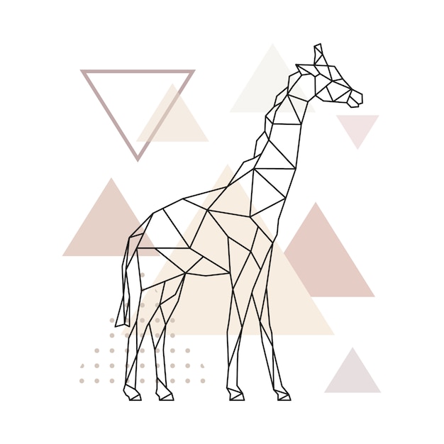 Premium Vector Geometric Giraffe On Simple Triangles Background