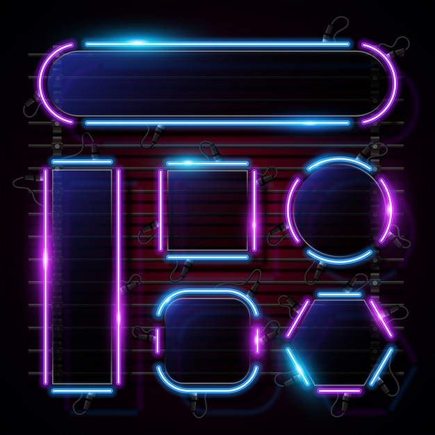 Premium Vector | Geometry purple neon banner design Premium Vector | Geometry purple neon banner design