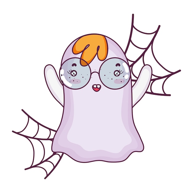 Premium Vector Ghost Wearing Glasses With Spiderweb Style