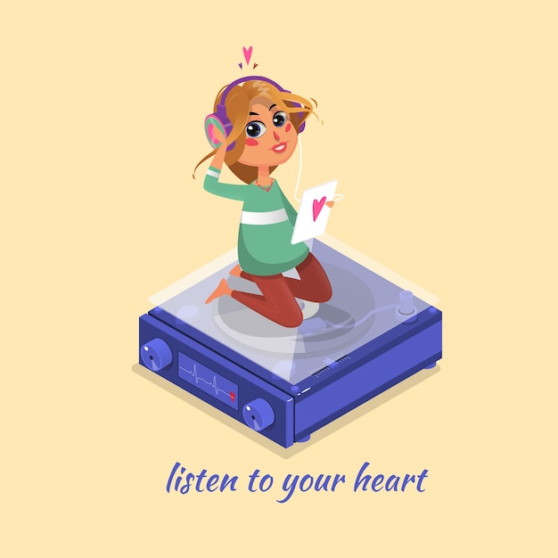 Premium Vector | Girl listening to music. vector illustration Premium Vector | Girl listening to music. vector illustration