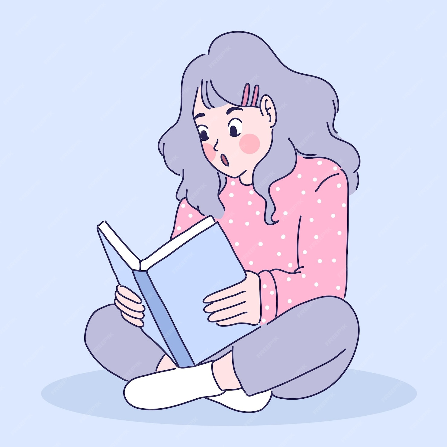 Premium Vector | Girl reading book illustration Premium Vector | Girl reading book illustration