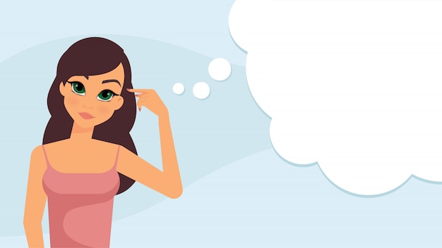 Premium Vector | Girl thinking with space for insert text Premium Vector | Girl thinking with space for insert text