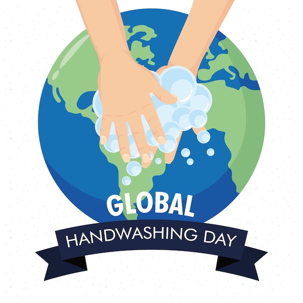 Premium Vector Global Handwashing Day Campaign With Hands And Earth