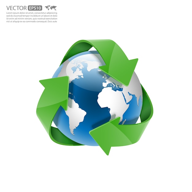 Premium Vector | Global recycle, arrow around the globe.vector Premium Vector | Global recycle, arrow around the globe.vector