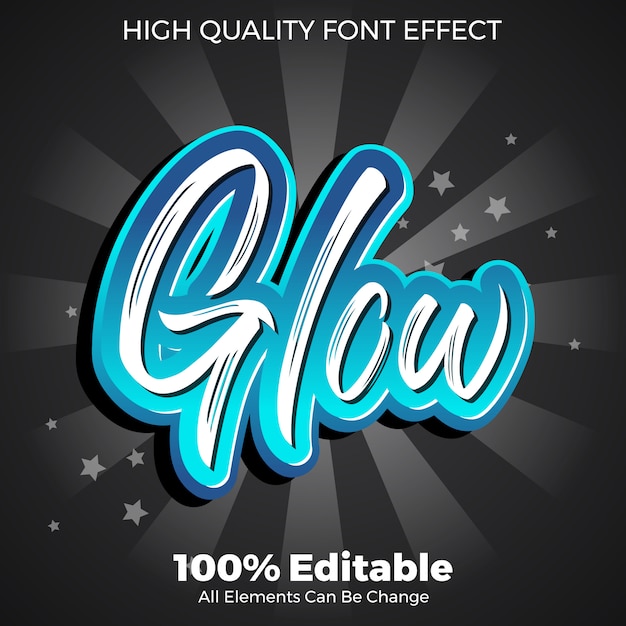 Premium Vector | Glowing brush text style editable font effect Premium Vector | Glowing brush text style editable font effect