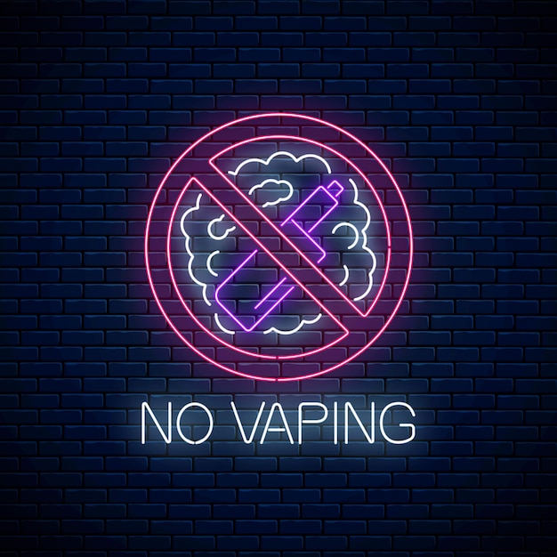 Premium Vector Glowing Neon No Vaping Sign On Dark Brick Wall Surface