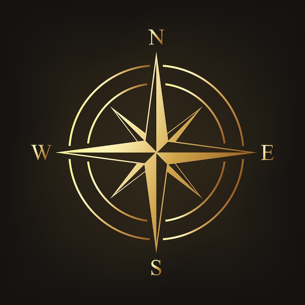 Premium Vector Gold Compass Icon Isolated On Dark