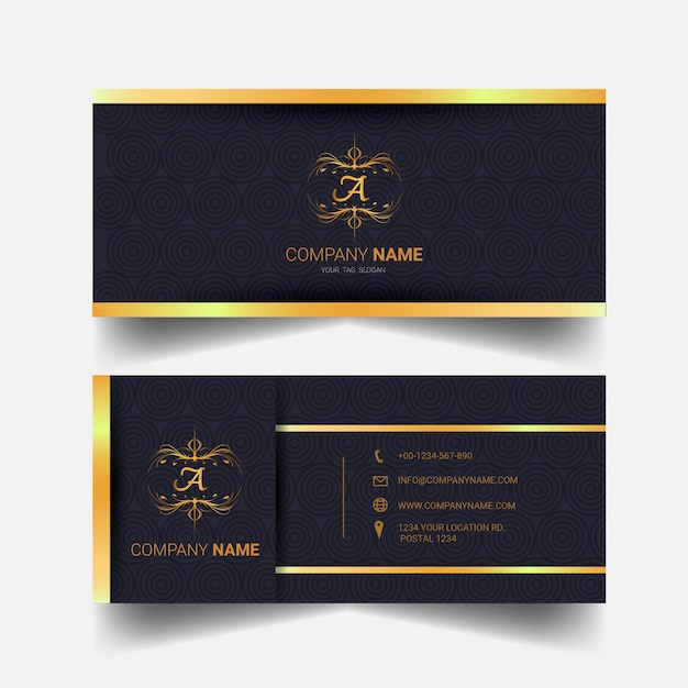 Premium Vector | Golden business card design template Premium Vector | Golden business card design template