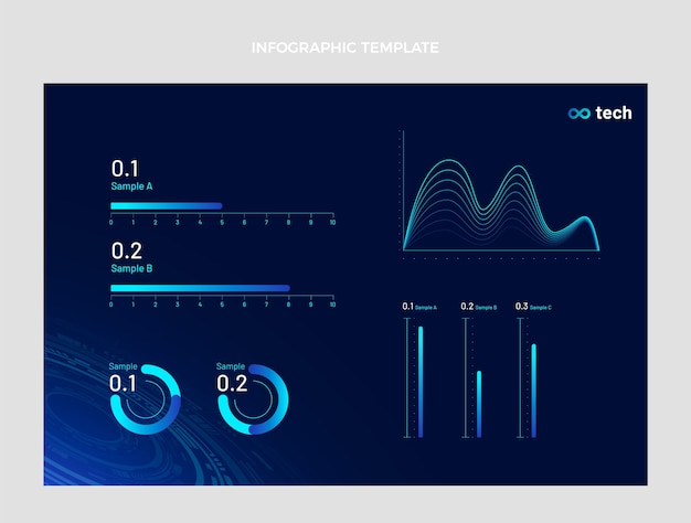 그라데이션 추상 기술 Infographic 무료 벡터