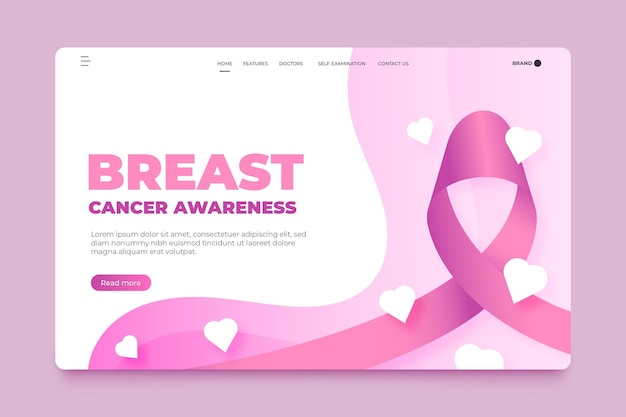 Free Vector Gradient Breast Cancer Awareness Month Landing Page Template
