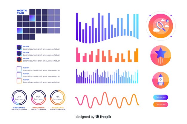 Free Vector Gradient Dashboard Element Collection