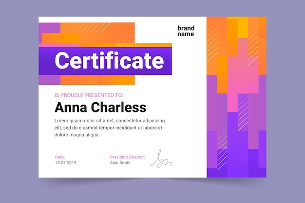 Premium Vector | Gradient modern certificate template Premium Vector | Gradient modern certificate template