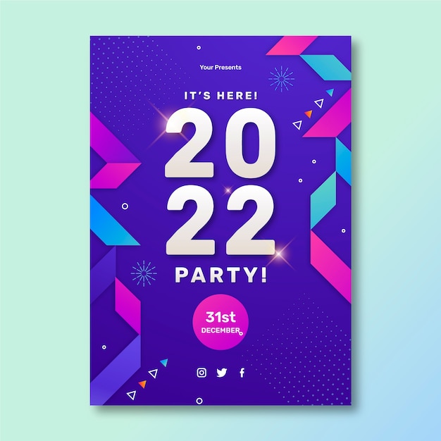 Free Vector Gradient New Year Party Flyer Template