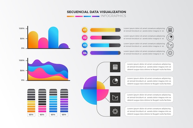 Free Vector Gradient Sequence Data Visualization Infographic