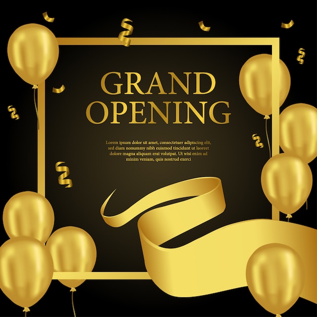 Premium Vector | Grand opening template with gold balloons Premium Vector | Grand opening template with gold balloons