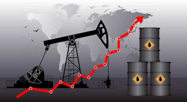 Premium Vector | Graphic growth and oil rig. oil quotes are growing ... Premium Vector | Graphic growth and oil rig. oil quotes are growing ...