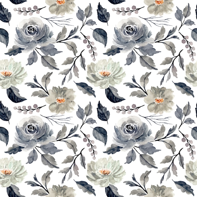 Premium Vector Gray Floral Watercolor Seamless Pattern