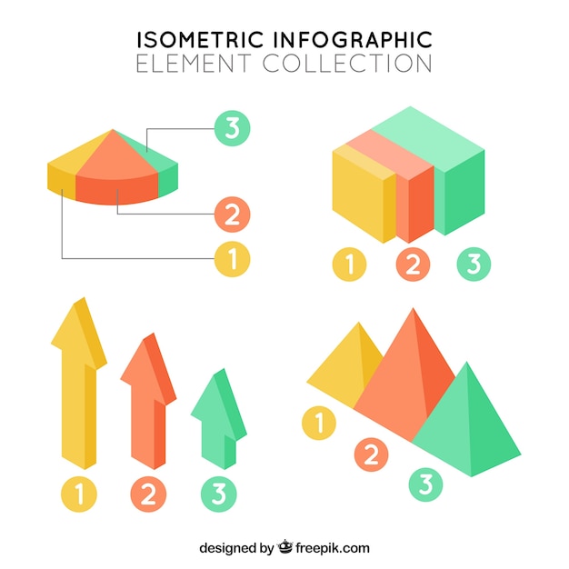 Free Vector | Great infographic elements in isometric design Free Vector | Great infographic elements in isometric design