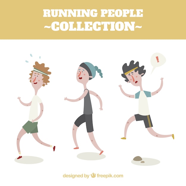 Free Vector | Great set of three people running Free Vector | Great set of three people running