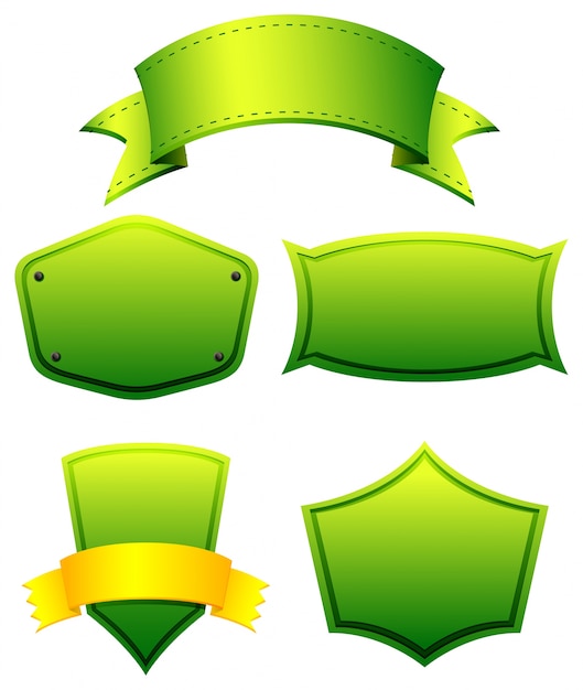 Premium Vector | Green color banners in different shapes Premium Vector | Green color banners in different shapes