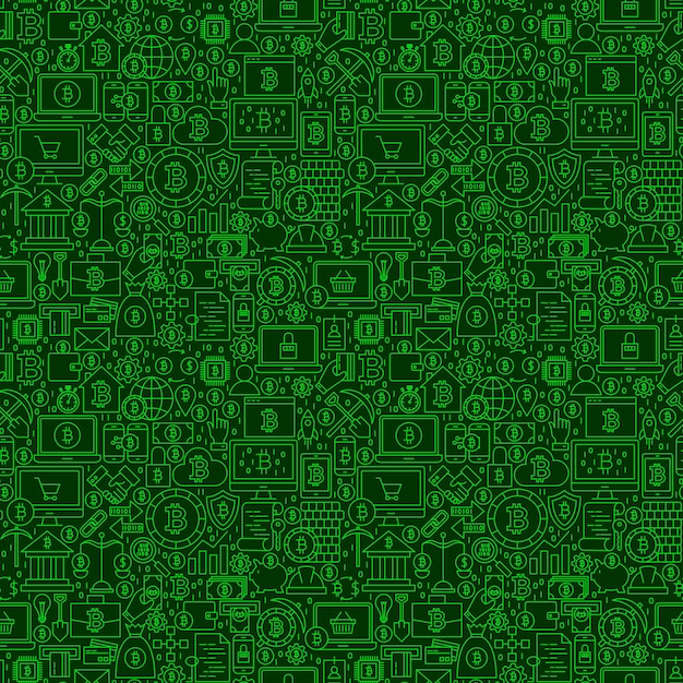 Premium Vector | Green line bitcoin seamless pattern. vector ... Premium Vector | Green line bitcoin seamless pattern. vector ...
