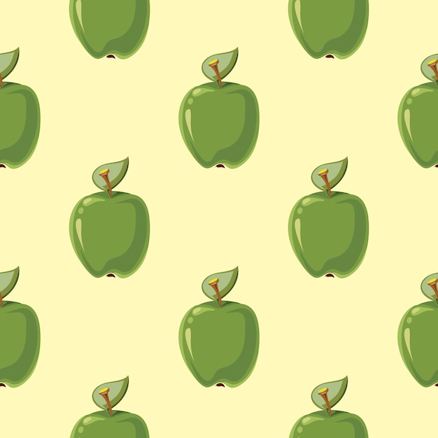 Premium Vector Green Vector Apples Seamless Pattern Background